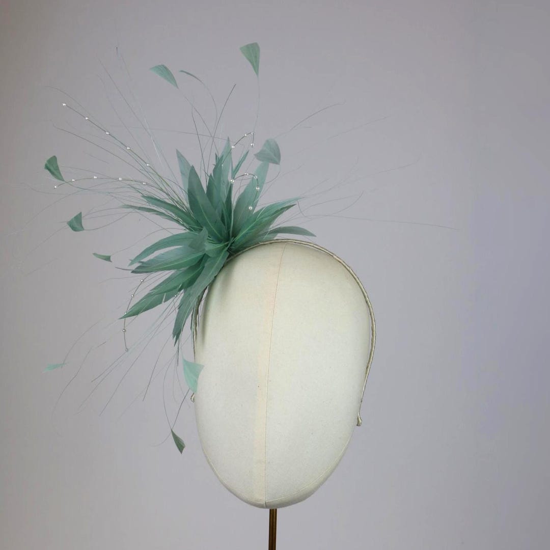 Duck Egg Feather Firework Fascinator With Pearls - Etsy