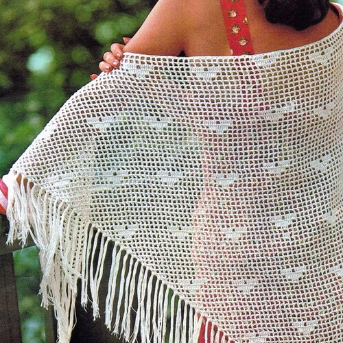 Crochet Wrap Filet Shawl Pattern Triangle Lace Patternshawl - Etsy