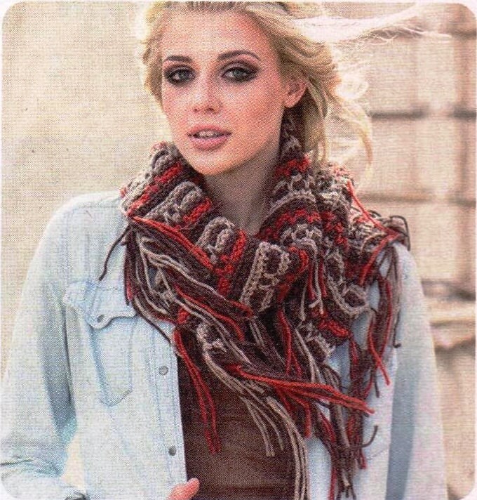 Crochet Fringed Boho Cowl Scarf Pattern Bohemian Crochet Pattern PDF ...