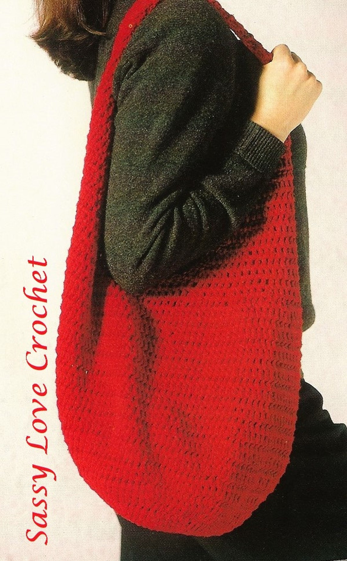 Crochet Hobo Bag PATTERN book Bag Beach School Purse Tote | Etsy