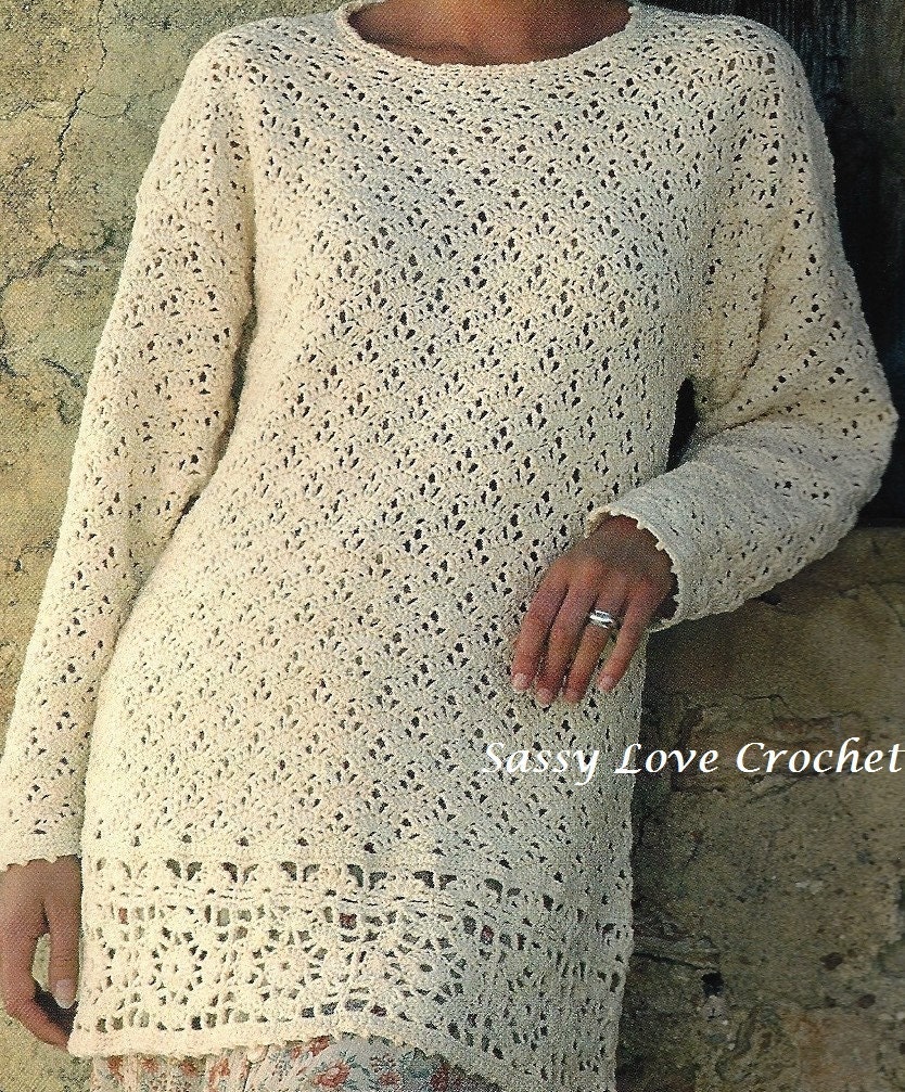 Crochet Sweater Pattern, Crochet Tunic Pattern, Sweater Tunic Top ...