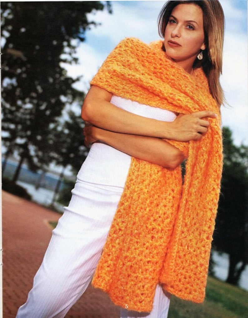 Crochet Wrap Pattern Orange Fuzzy Shawl Scarf Pattern-digital - Etsy