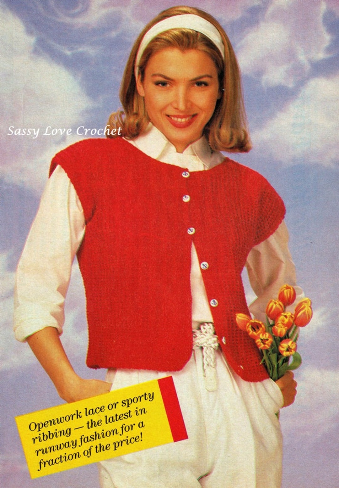 Crochet Sweater Vest Shrug-quick & Easy Red PATTERN- Digital Download ...