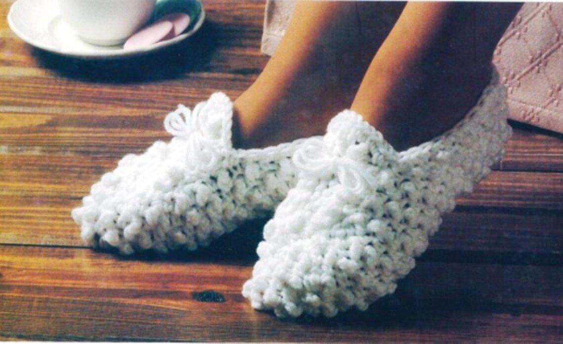 Crochet Snowball Slipper PATTERN, PDF Crochet Pattern, Crochet Pattern ...