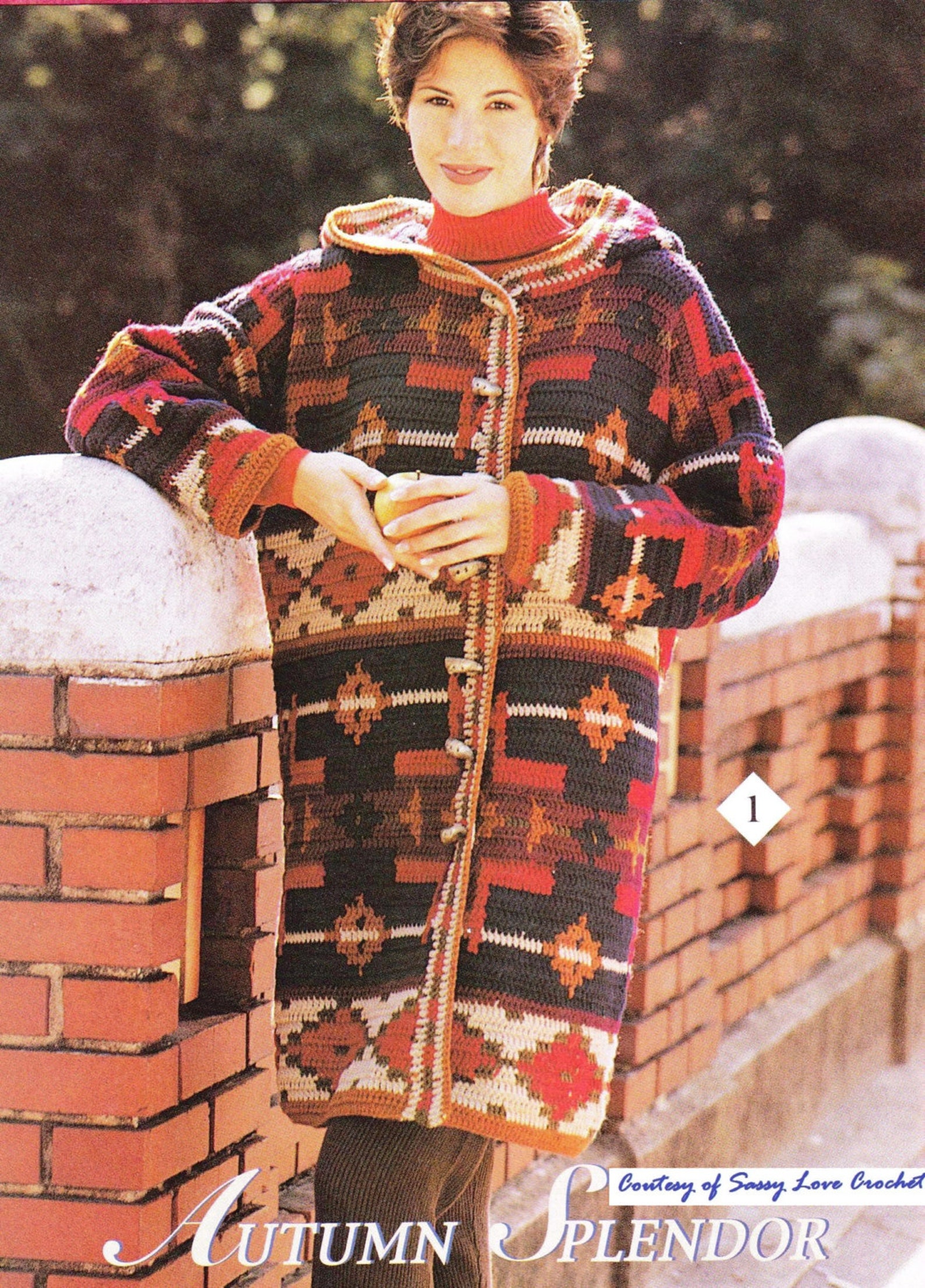 Crochet Aztec Ethnic Hooded COAT Jacket Sweater Pattern, - Digital ...