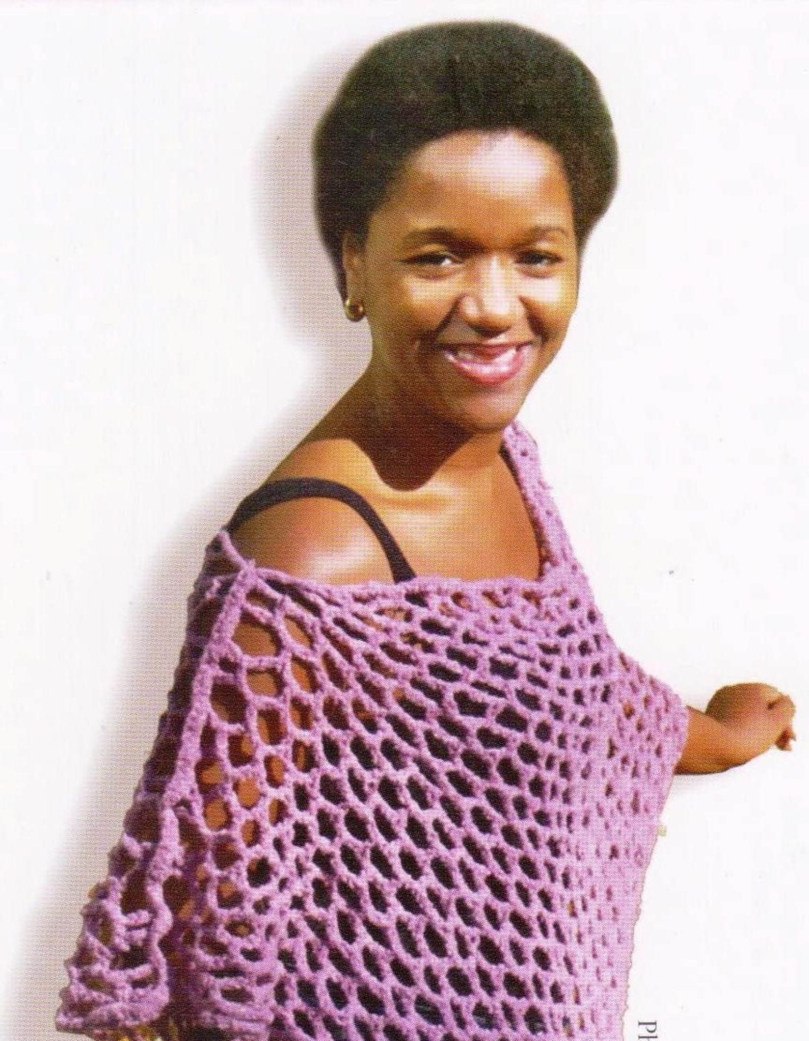 Ladies' Crochet Purple Mesh Poncho Pattern, Crochet Poncho Pattern ...