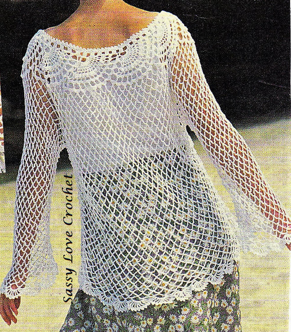 Crochet Lace Cover-up PATTERN, Ladies Womens Brides Weddings, Crochet ...