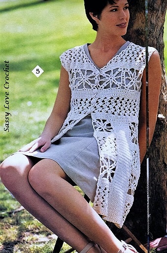 Crochet Duster Pattern, Motif Vest Pattern,cardigan Sweater Wrap ...