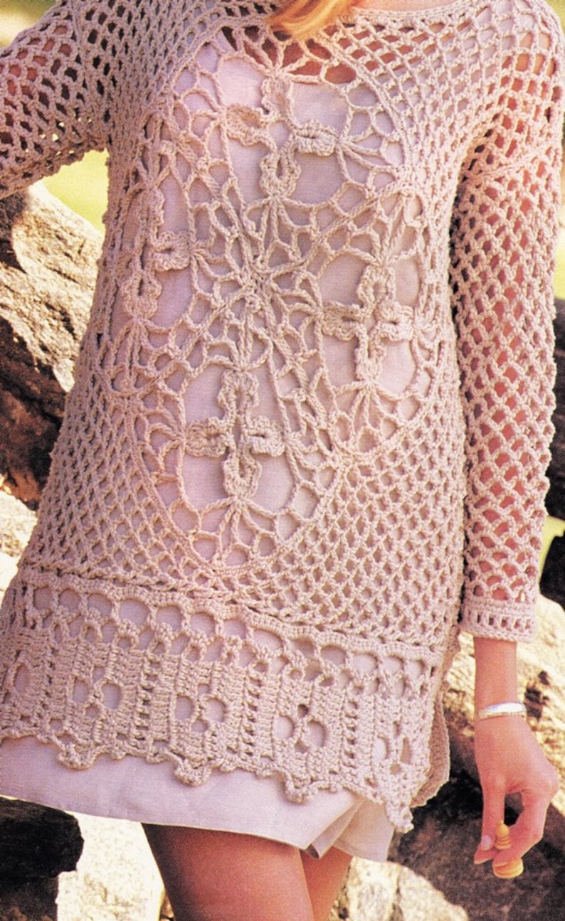 Crochet Summer Beach Tunic Top Motif Ladies Women's - Etsy