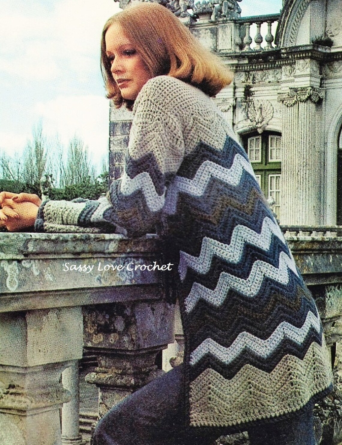 CROCHET Womens Sweater Chevron Ripple Coat Jacket PATTERN Women's ...