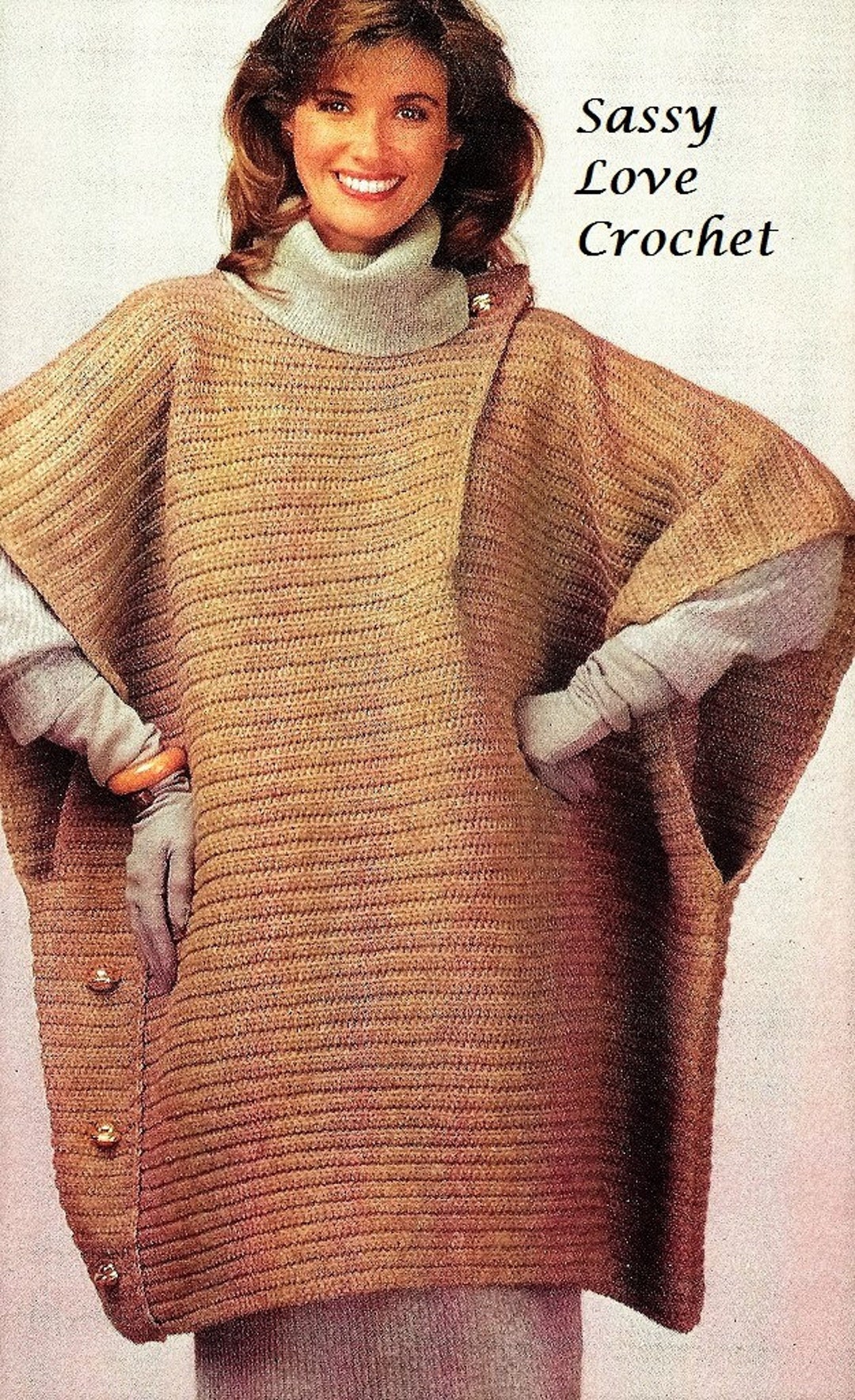 Crochet Fall Poncho Pattern, Womens Wrap, Crochet Pullover Poncho ...