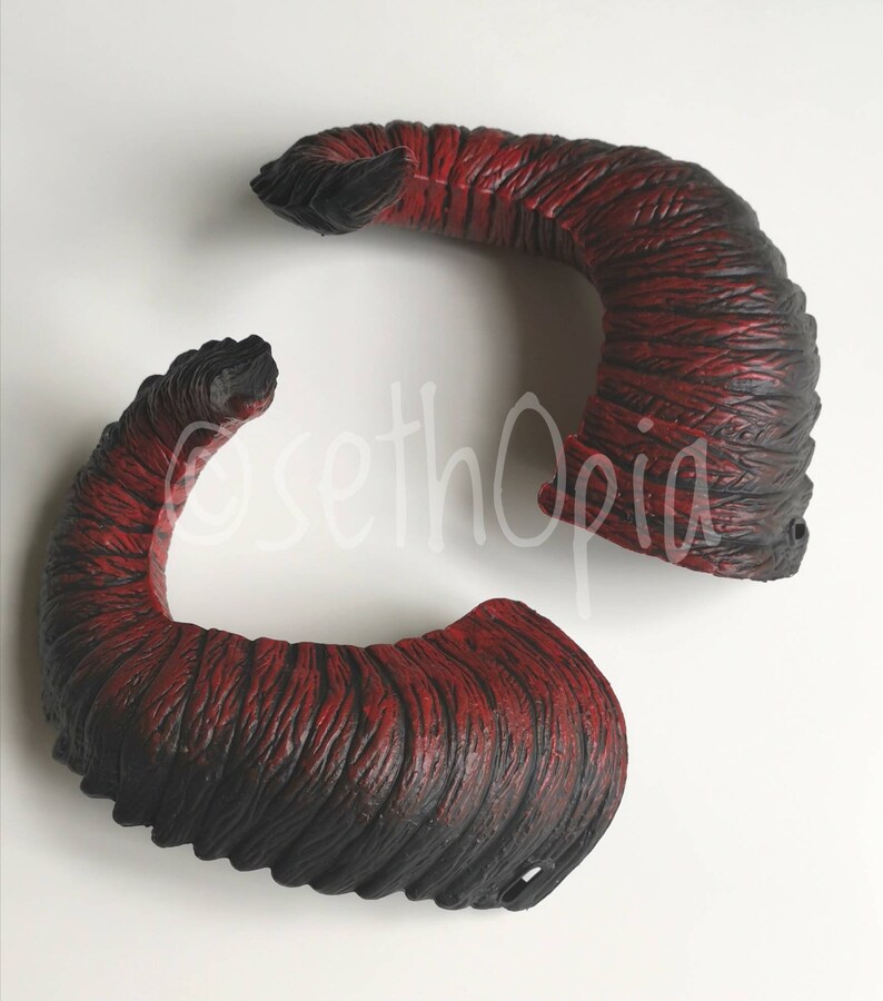 Paire de cornes bicolore noir mat et rouge démon diable - Etsy France