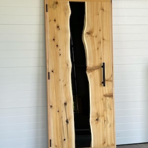 Cedar Sauna Door | Live Edge Wood, Glass Inlay, Custom Door - Etsy