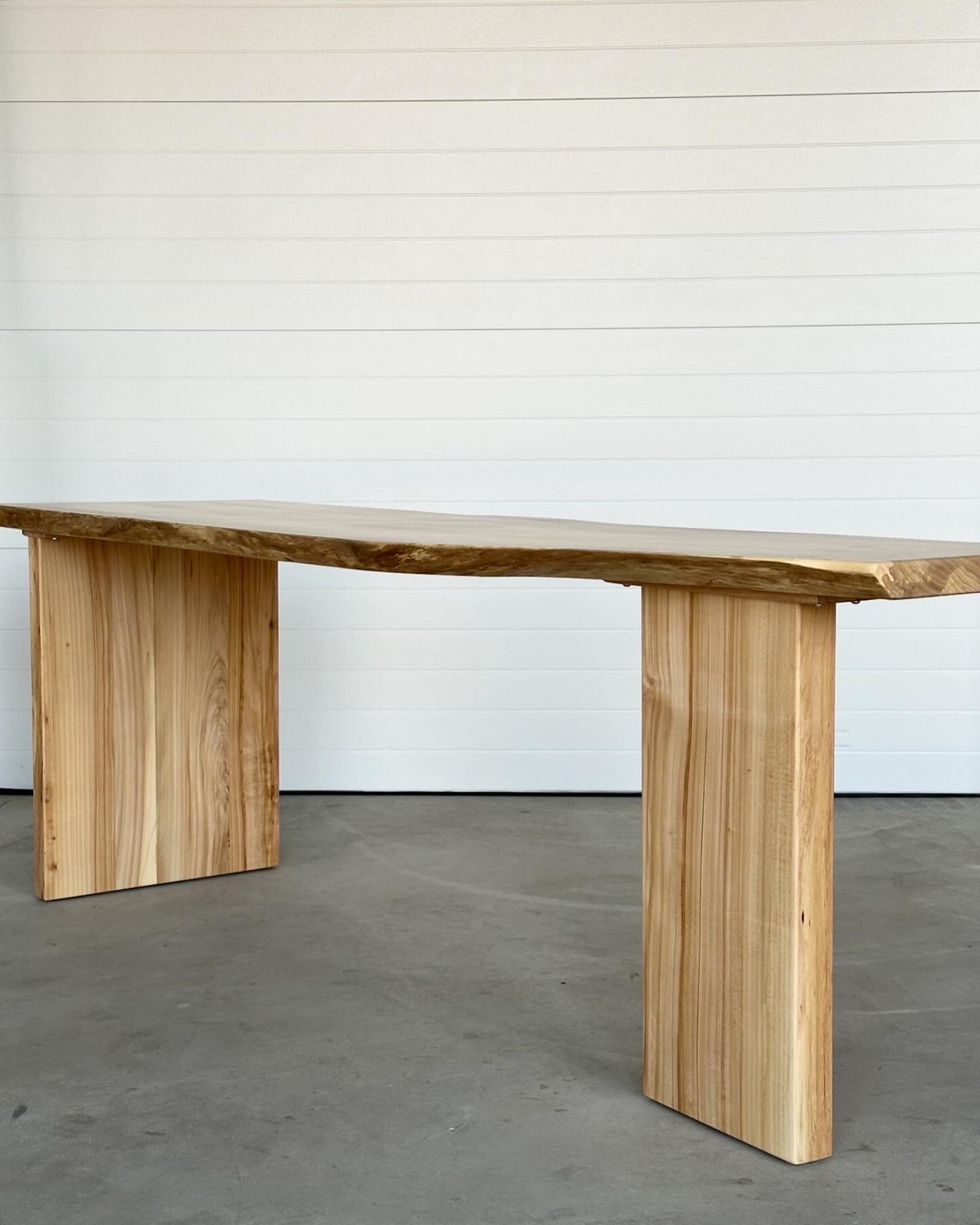 Elm Live Edge Slab Desk | Modern Hardwood Desk - Etsy