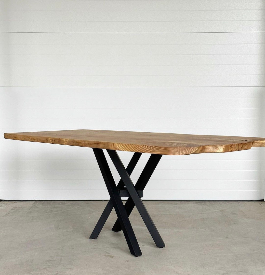 Live Edge Dining Table Elm Table Rustic Modern Table Pedestal Table - Etsy