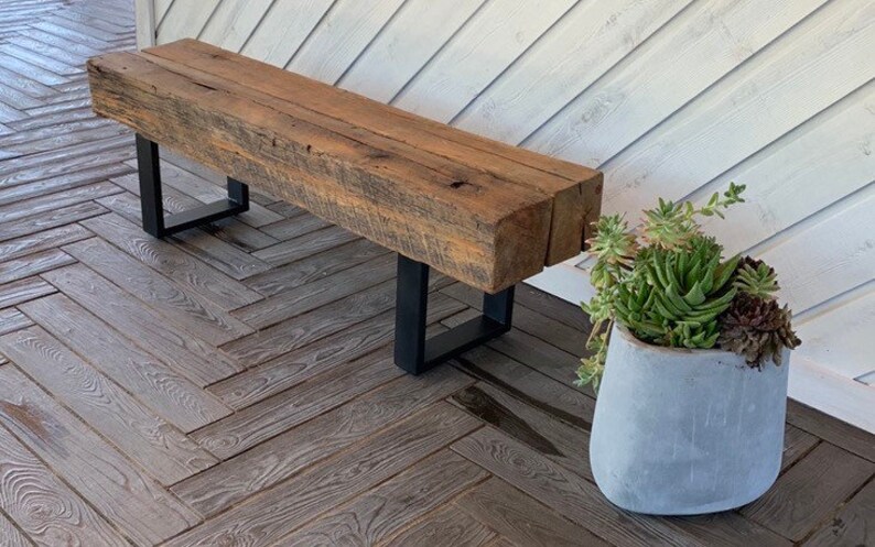 Barn Beam Bench Rustic Modern Bench Farmhouse Bench - Etsy