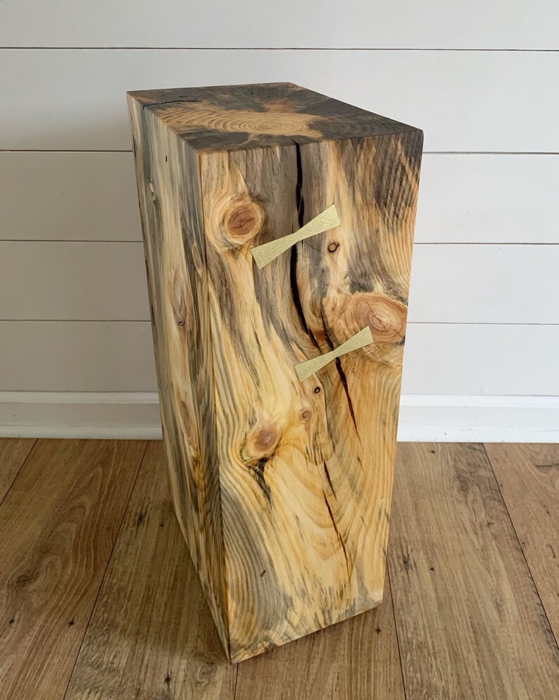Wooden Cube End Table | Wood Chunk Table - Etsy