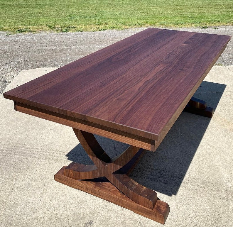 Hardwood Dining Table Crescent Leg Table Custom Dining | Etsy