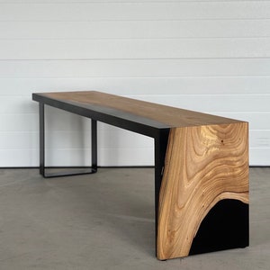 Elm Epoxy Waterfall Bench | Modern Bench | Entryway Bench - Etsy
