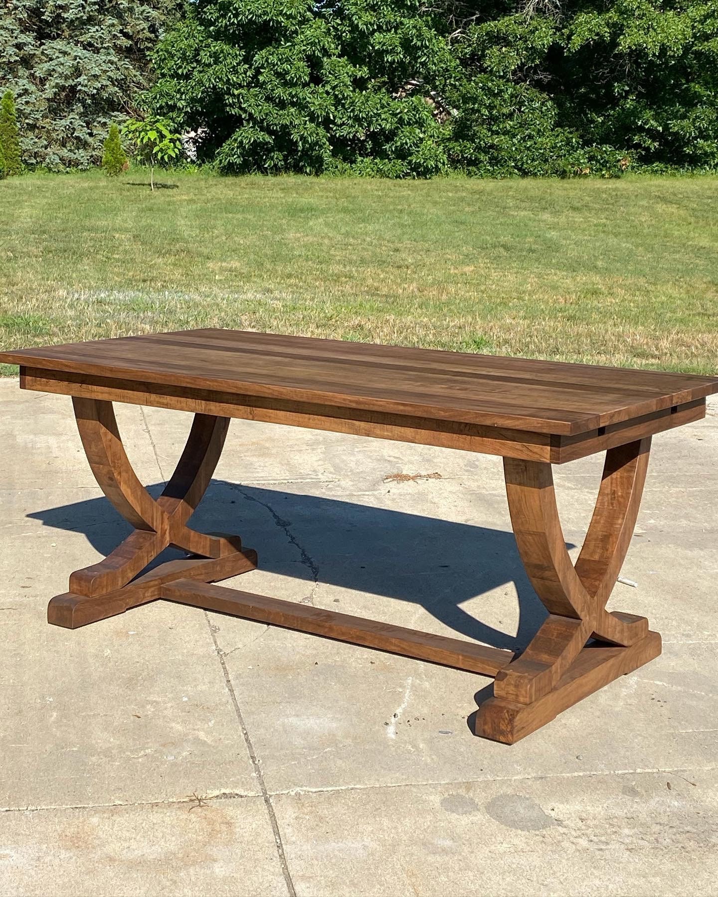 Hardwood Dining Table Crescent Leg Table Custom Dining | Etsy