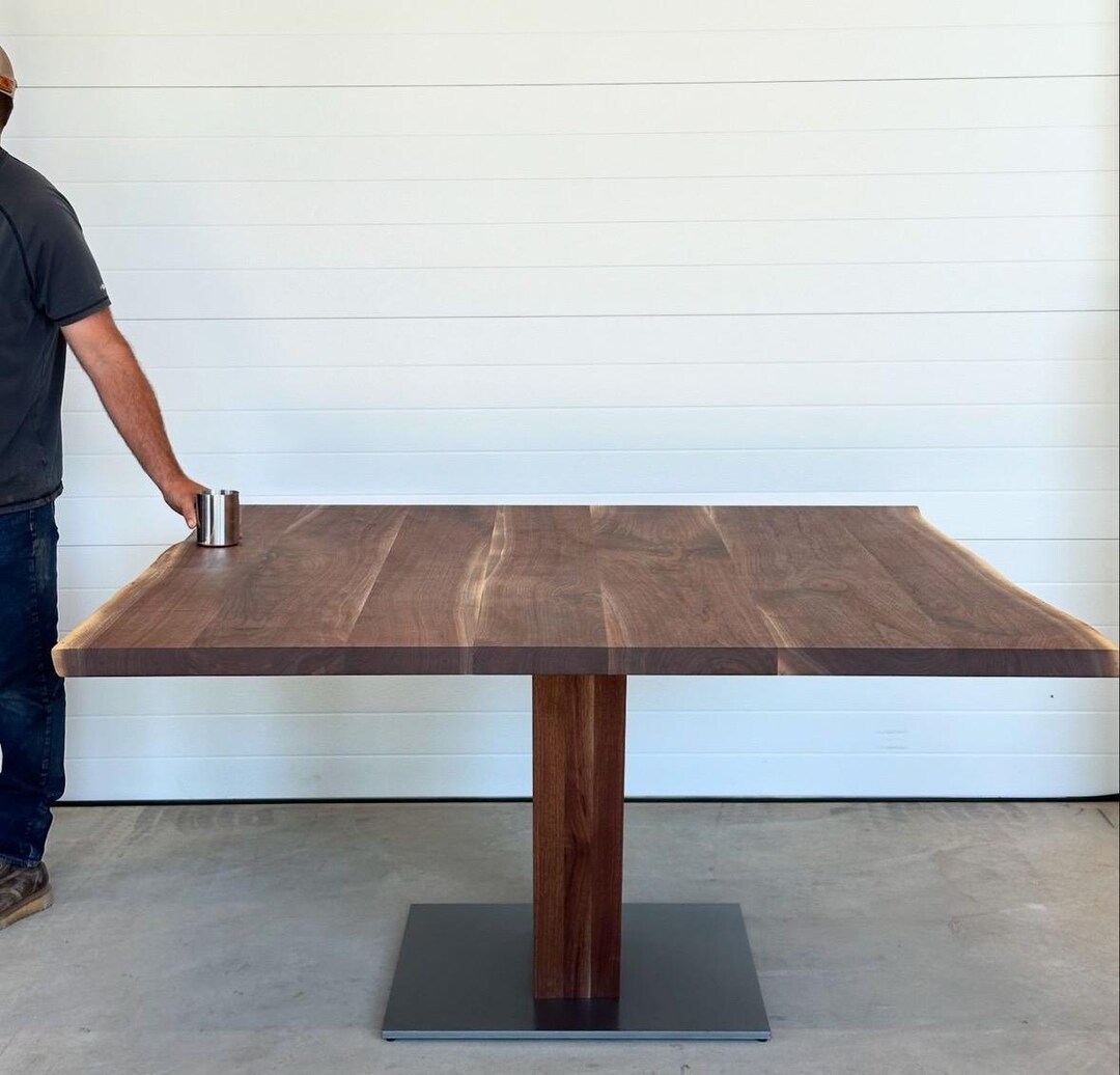 Hardwood Live Edge Walnut Dining Table | Converging Base - Etsy