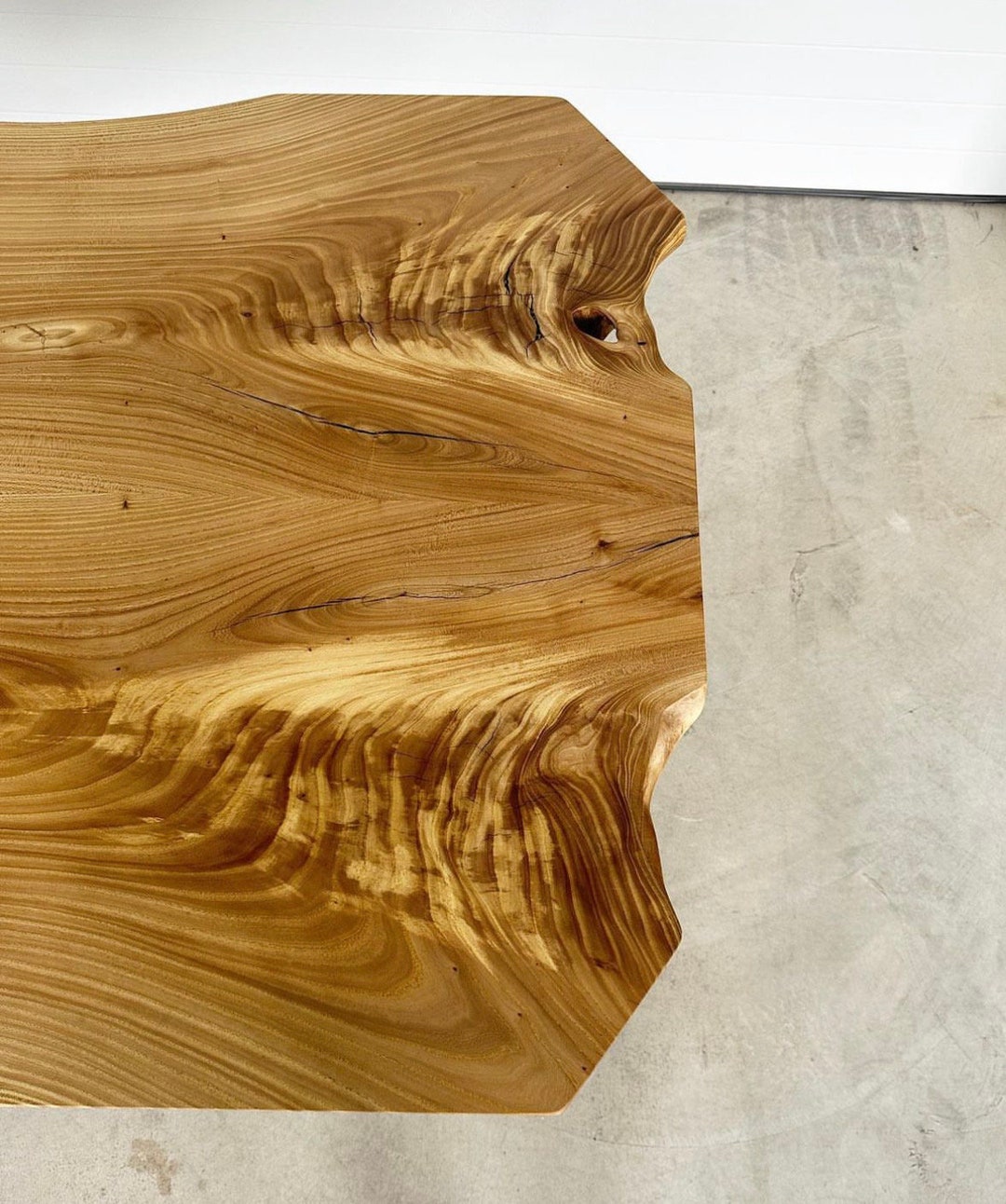 Live Edge Dining Table | Elm Table | Rustic Modern Table | Pedestal ...