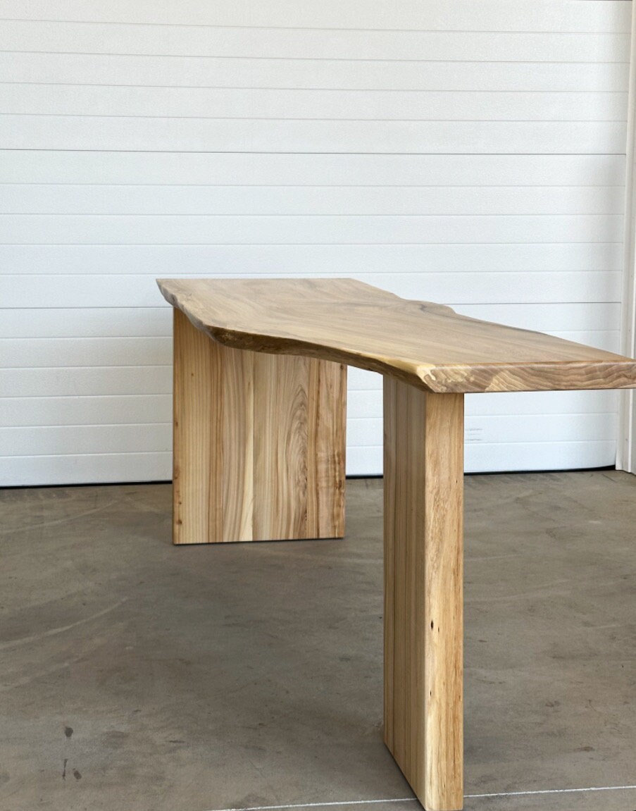 Elm Live Edge Slab Desk | Modern Hardwood Desk - Etsy