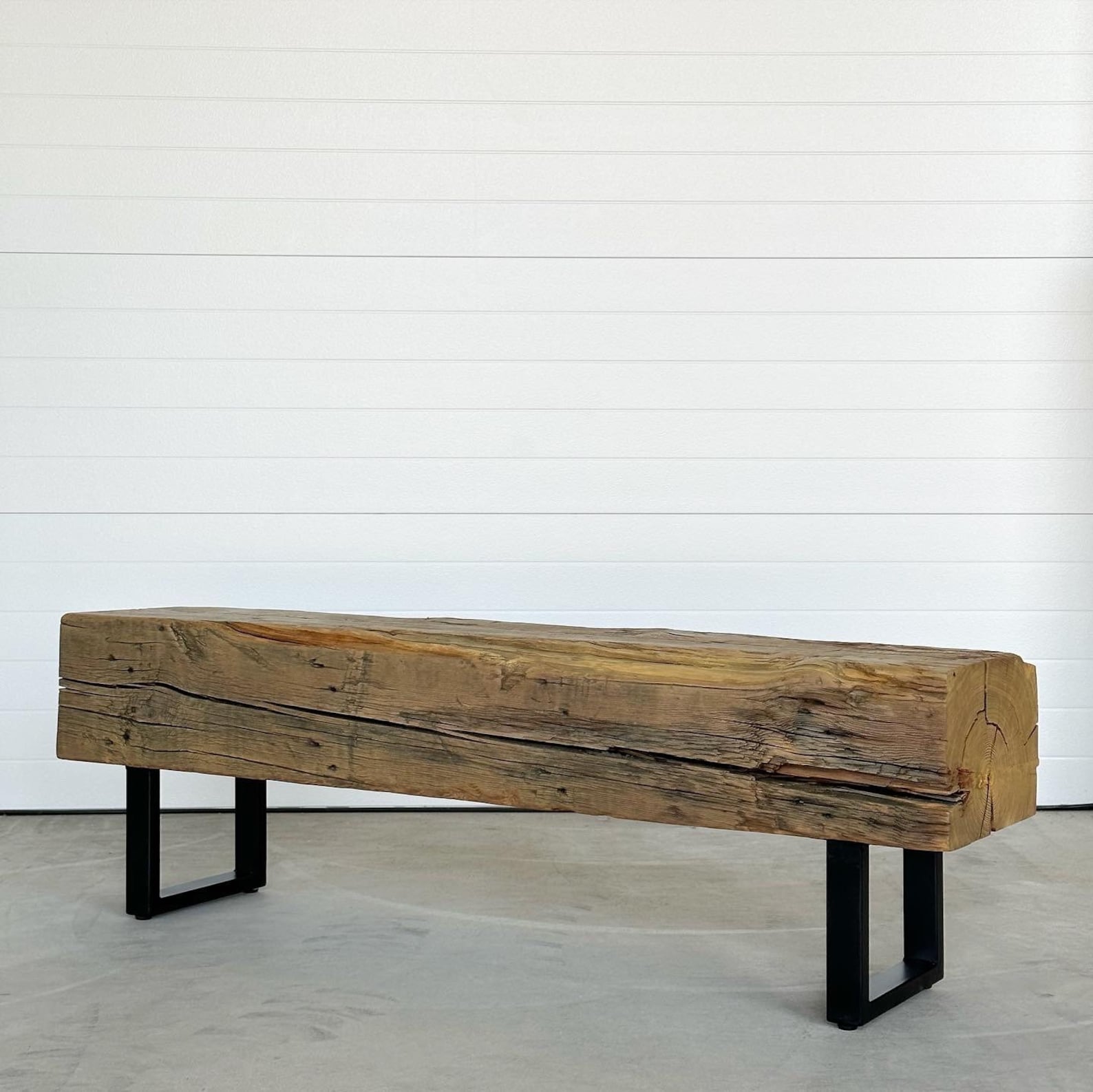 Reclaimed Barn Beam Bench | Rustic Modern Entryway Seating - Etsy