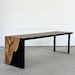 Elm Epoxy Waterfall Bench | Live Edge Modern Entryway Table - Etsy