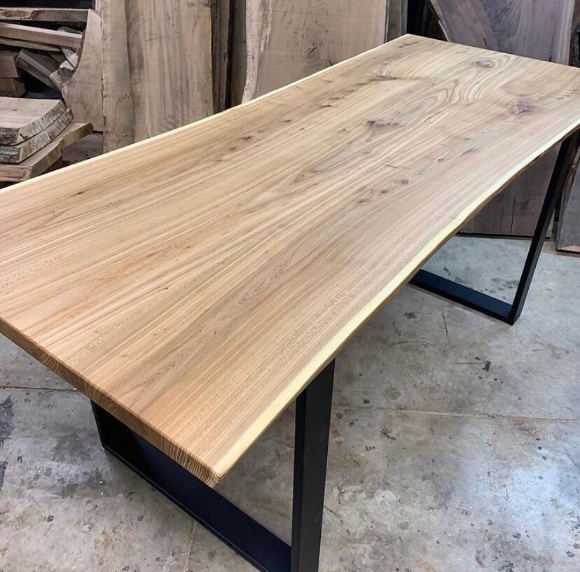 Live Edge Dining Table Elm Table Rustic Modern Table | Etsy