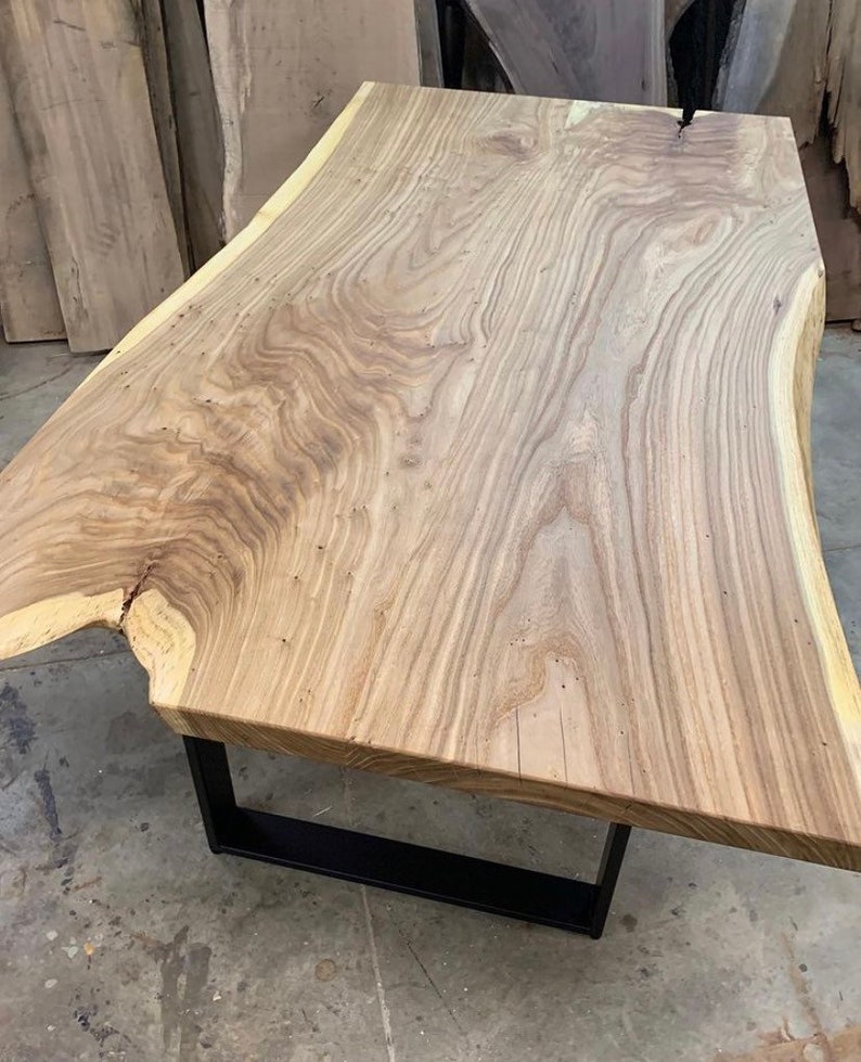 Live Edge Dining Table Elm Table Rustic Modern Table | Etsy
