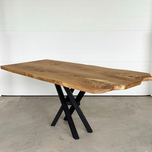 Live Edge Dining Table | Elm Table | Rustic Modern Table | Pedestal ...