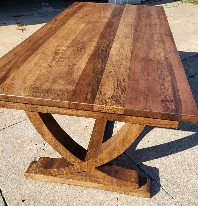 Hardwood Dining Table Crescent Leg Table Custom Dining | Etsy