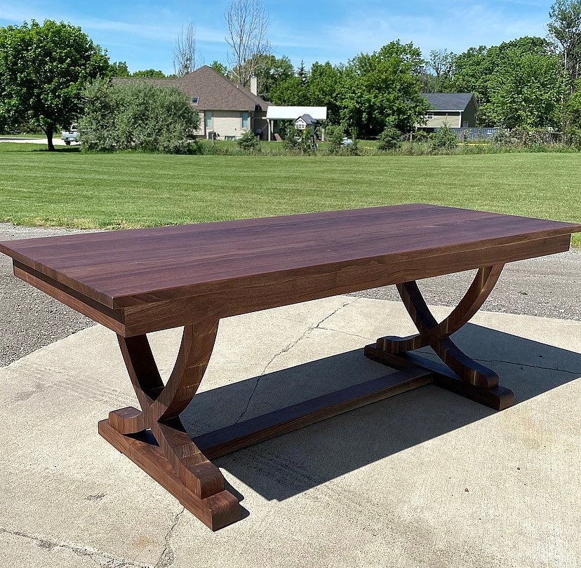 Hardwood Dining Table Crescent Leg Table Custom Dining | Etsy