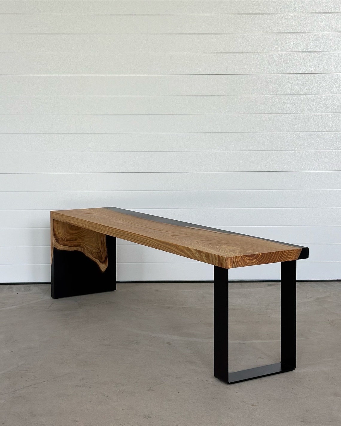 Elm Epoxy Waterfall Bench | Modern Bench | Entryway Bench - Etsy