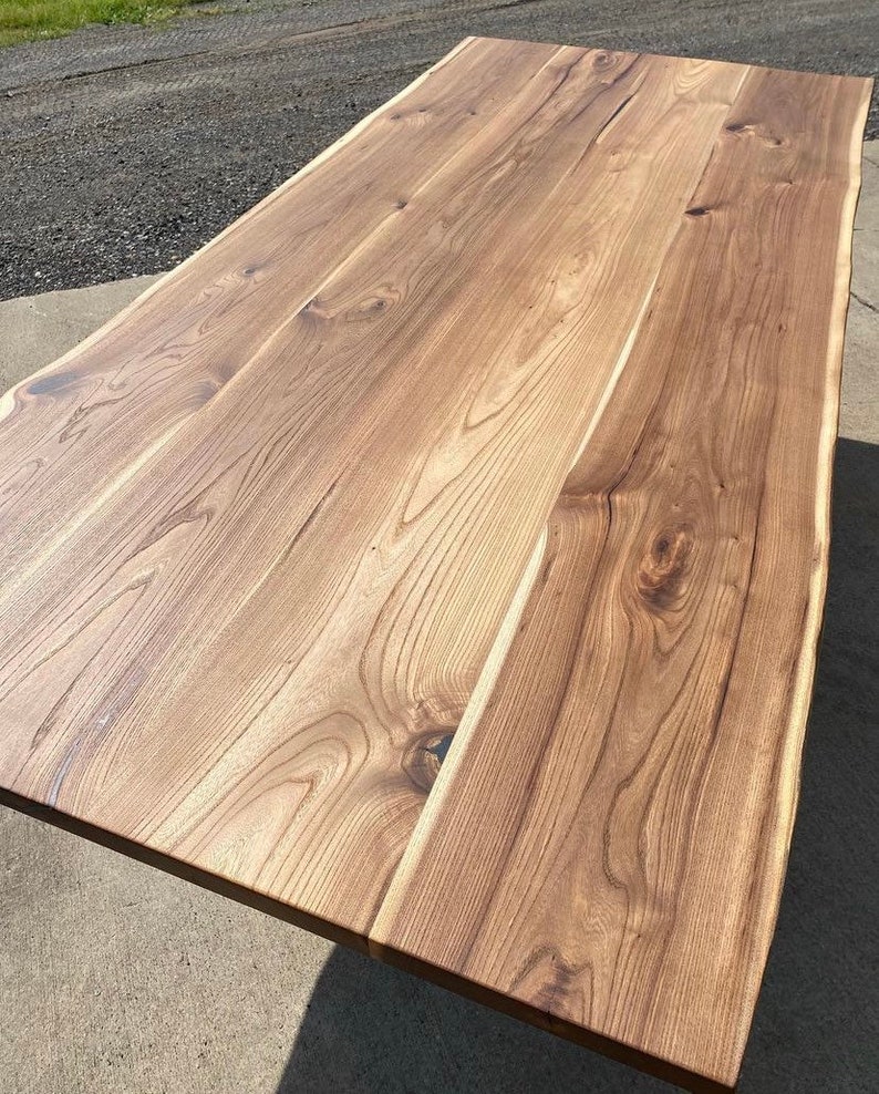 Live Edge Dining Table Elm Table Rustic Modern Table - Etsy