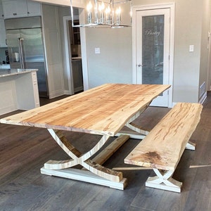Live Edge Table Hardwood Dining Table Modern Dining Table Dining Set ...