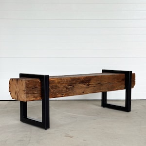 Barn Beam Bench | Rustic Bench | Farmhouse Bench | Rustic Modern Bench ...