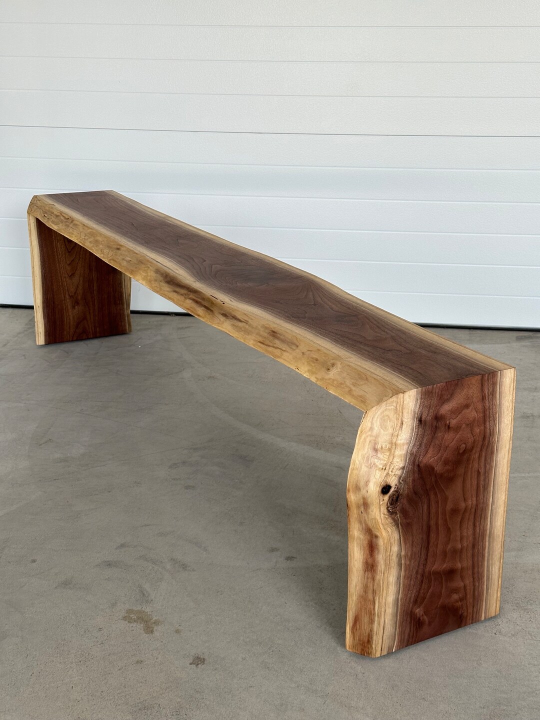 Live Edge Walnut Bench Modern Bench Waterfall Bench Hardwood Bench ...