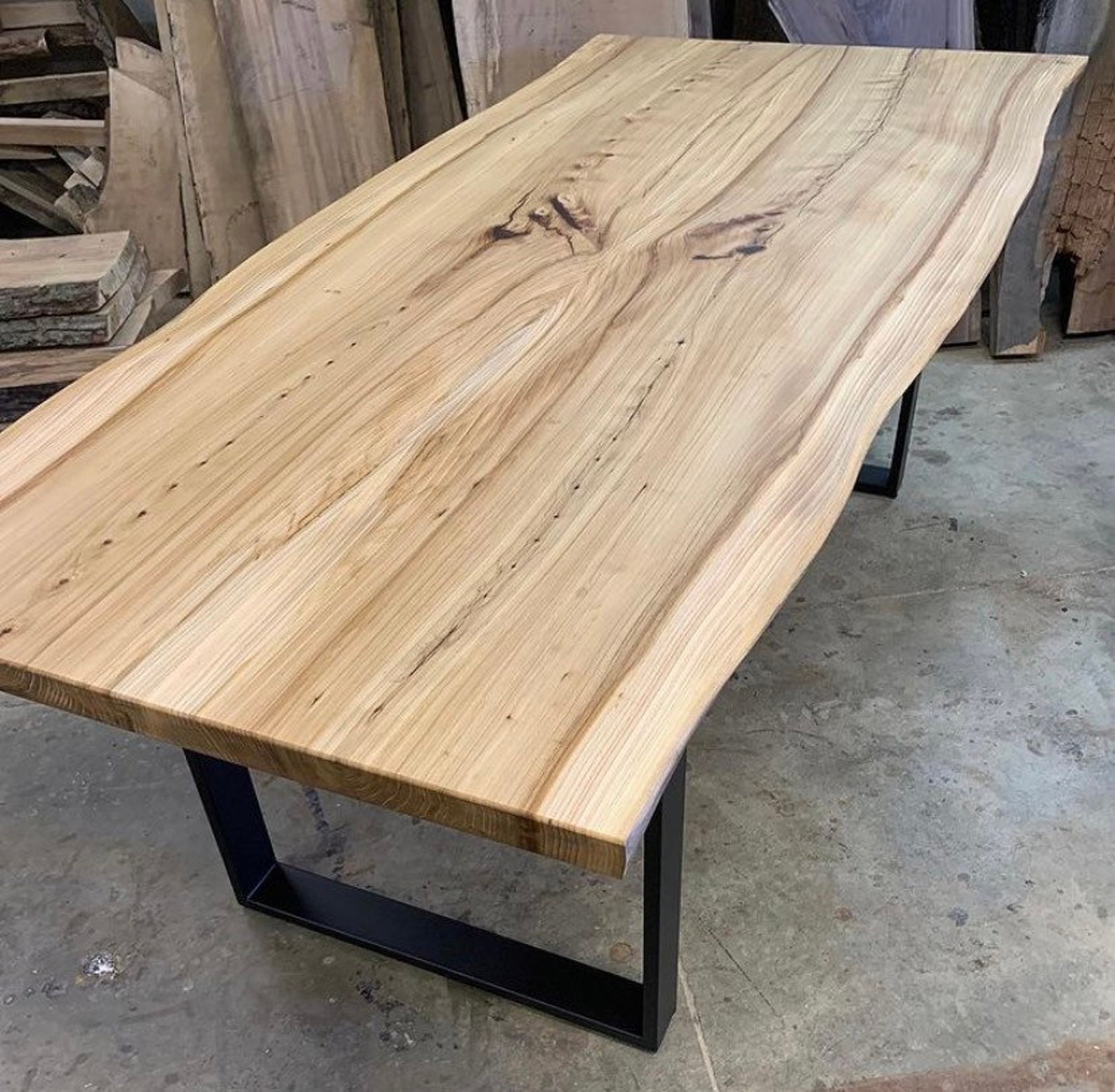 Live Edge Dining Table Elm Table Rustic Modern Table | Etsy