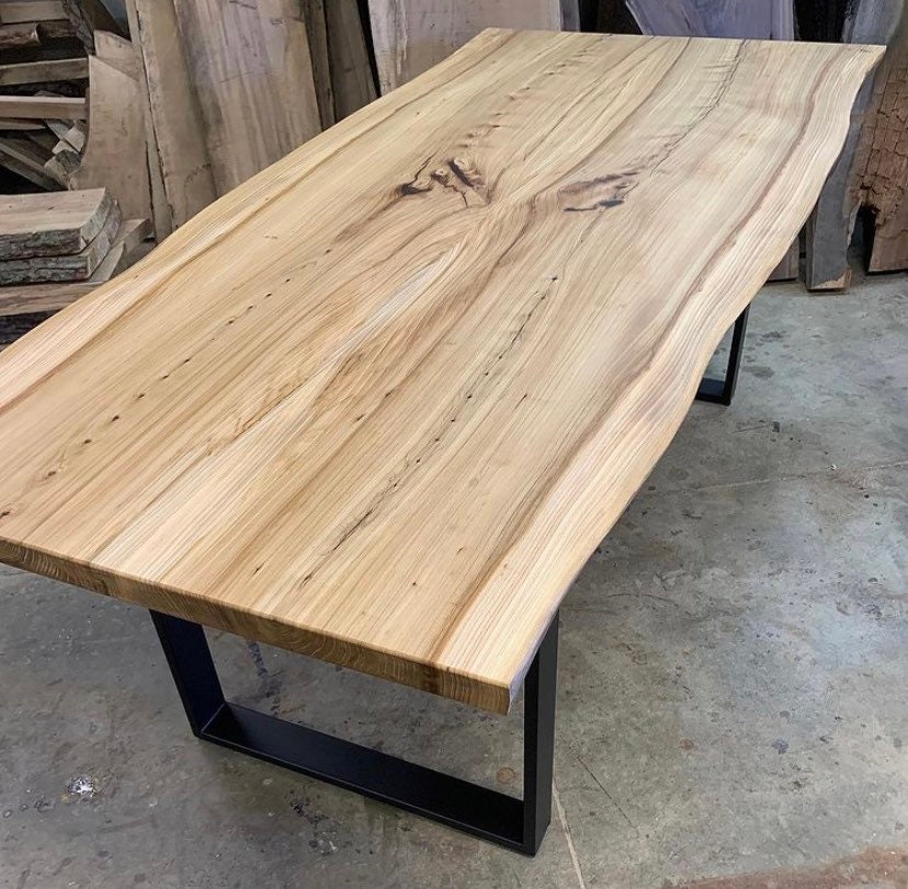 Live Edge Dining Table Elm Table Rustic Modern Table | Etsy