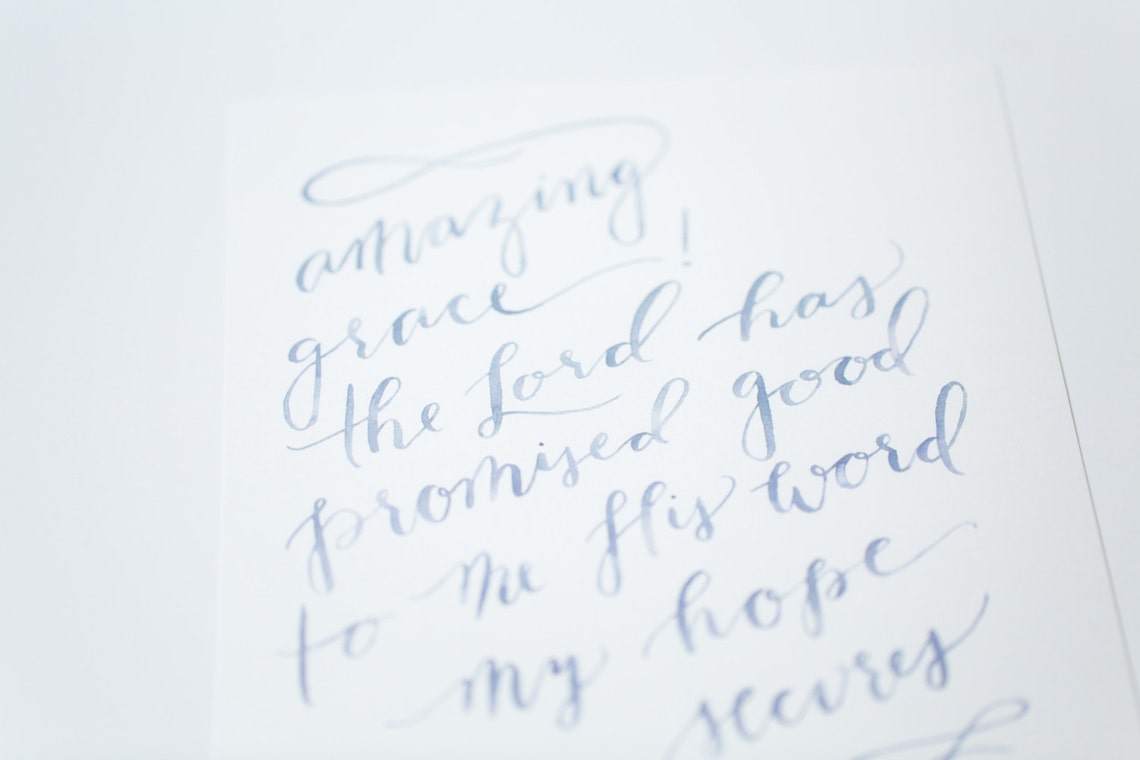 Amazing Grace Art Print Calligraphy & Watercolor Print | Etsy