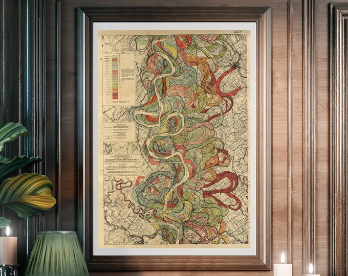Mississippi River, Art Print, Mississippi Valley, Harold Fisk Maps ...
