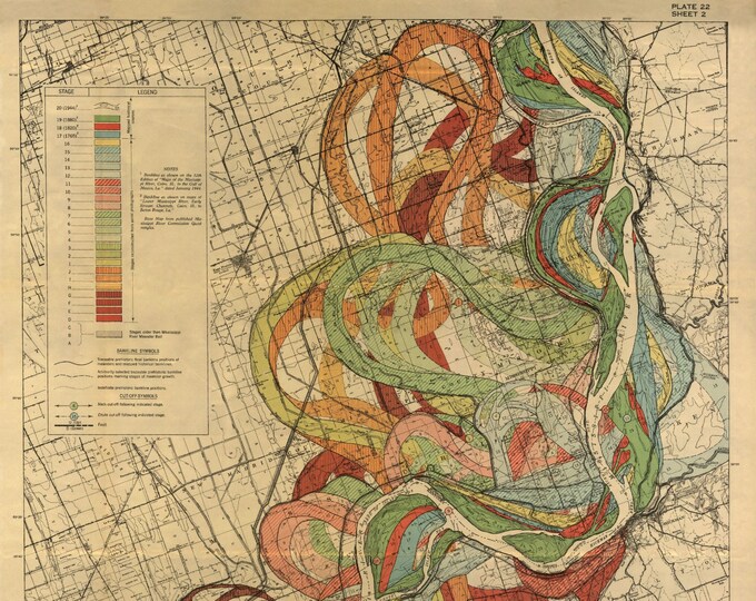 Harold Fisk Map, Mississippi River, P22 Sheet 2, Mississippi River ...