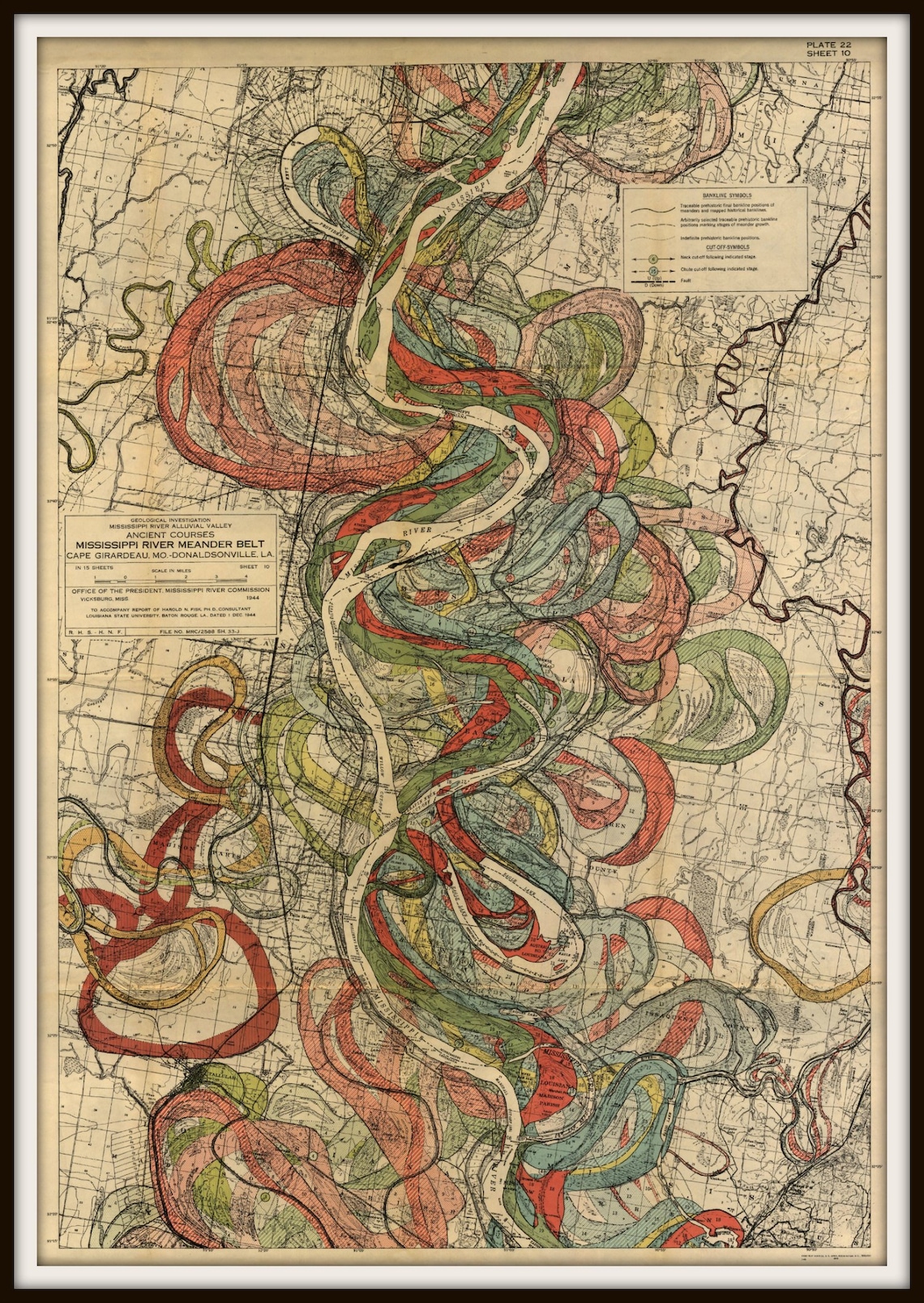 Mississippi River Map Louisiana River Harold Fisk Map Page - Etsy