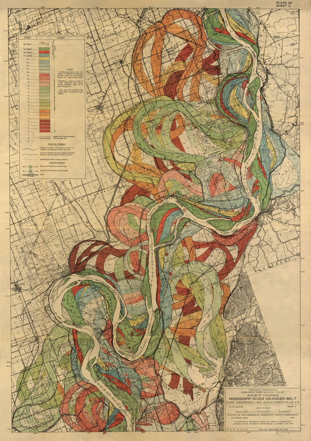 Harold Fisk Map, Mississippi River, P22 Sheet 2, Mississippi River ...