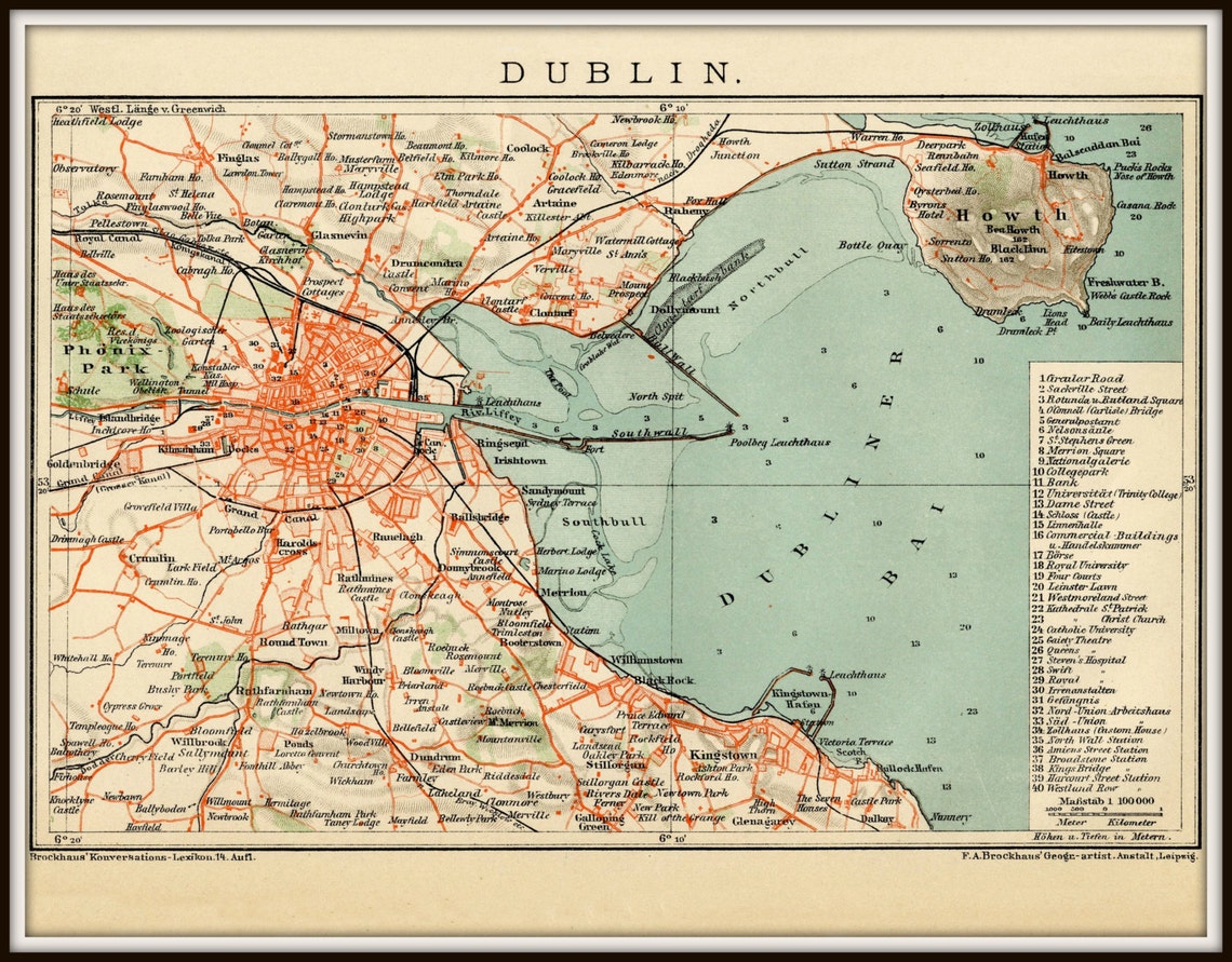 Dublin Map Ireland Map Dublin Ireland Map Dublin Map | Etsy