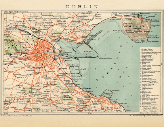 Dublin Map Ireland Map Dublin Ireland Map Dublin Map | Etsy