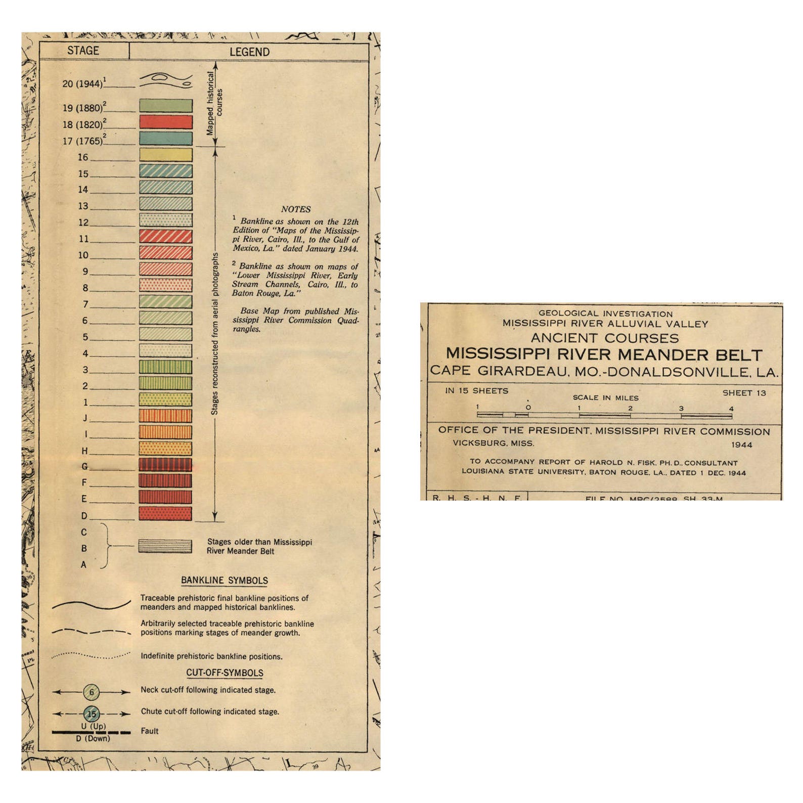 Mississippi River Harold Fisk Maps P22 Sheet 13 Mississippi - Etsy