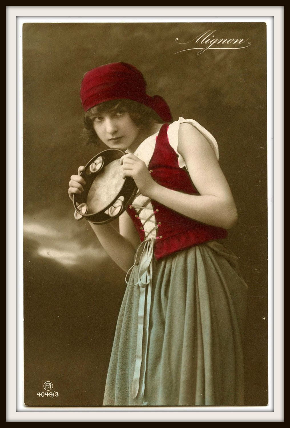 Gypsy Print Mignon Gypsy Gypsy Girl Tambourine Bohemian - Etsy